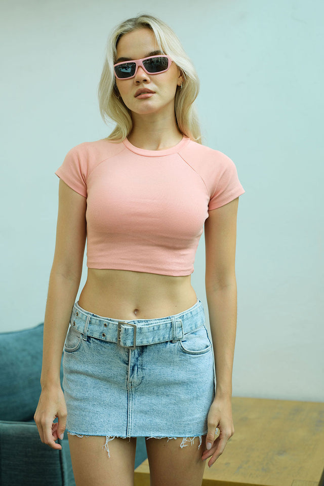 Buy Barley Pink Ribbed Heavyweight Baby Tee | BonkersCorner