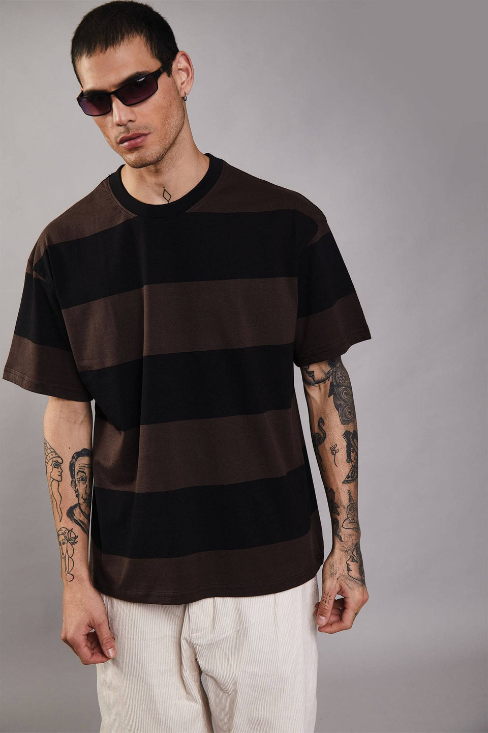 Coco Stripes Heavyweight Oversized T-Shirt - Bold & Cozy