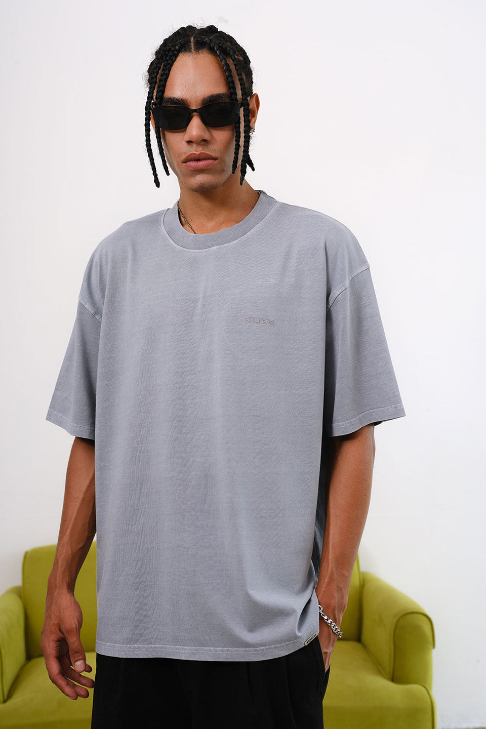 Buy Dusty Blue Signature Heavyweight Faded T-shirt | BonkersCorner