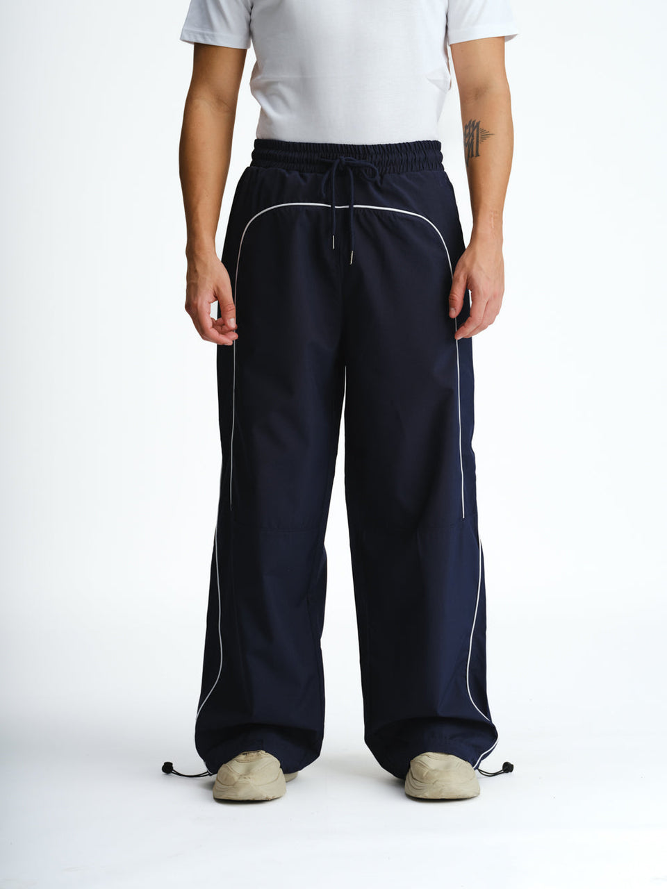 Buy Navy Blue Sporty Deconstructed Loose Pants | BonkersCorner
