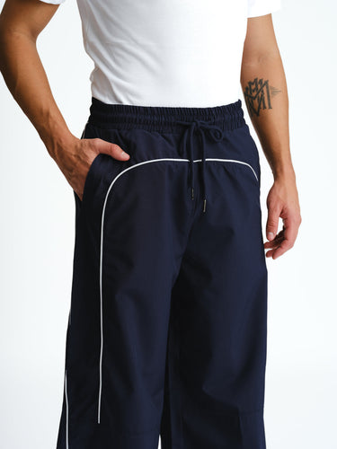 Buy Navy Blue Sporty Deconstructed Loose Pants | BonkersCorner