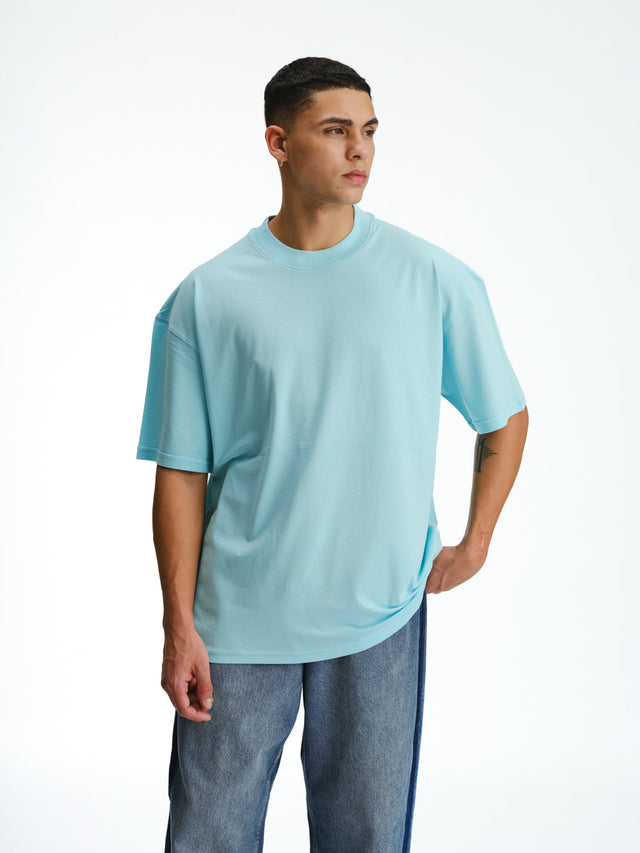 Buy Solid Aqua Soft Jersey Oversized T-shirt | BonkersCorner