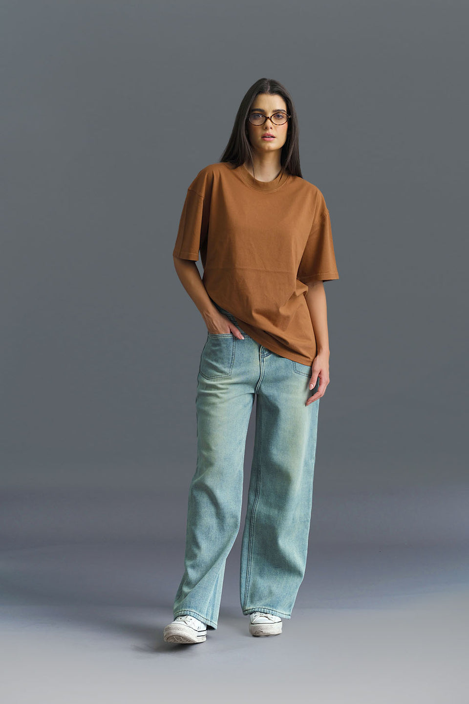 Buy Solid Brown Soft Jersey Oversized T-shirt | BonkersCorner
