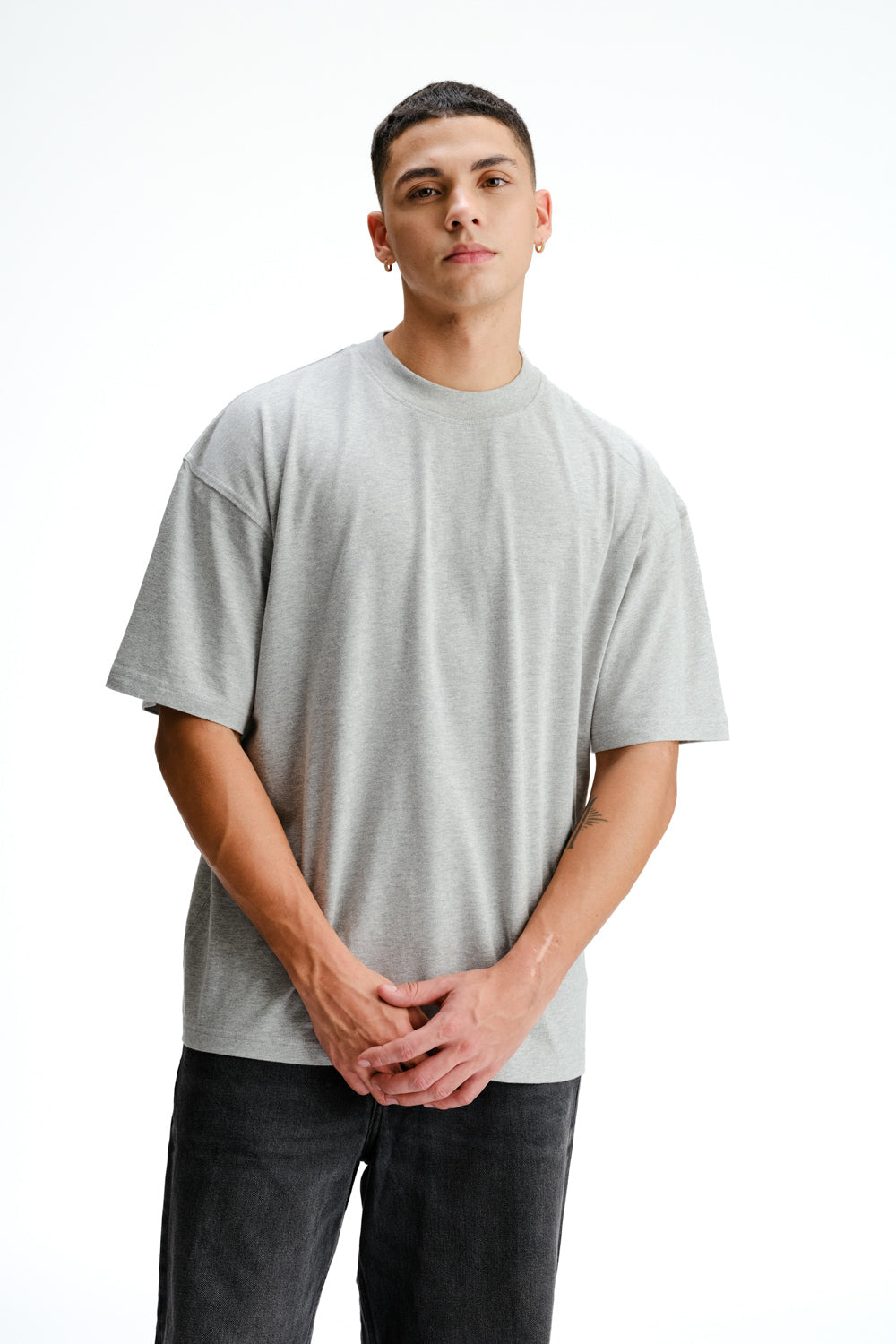 Buy Solid Grey Melange Soft Jersey Oversized T-shirt | BonkersCorner